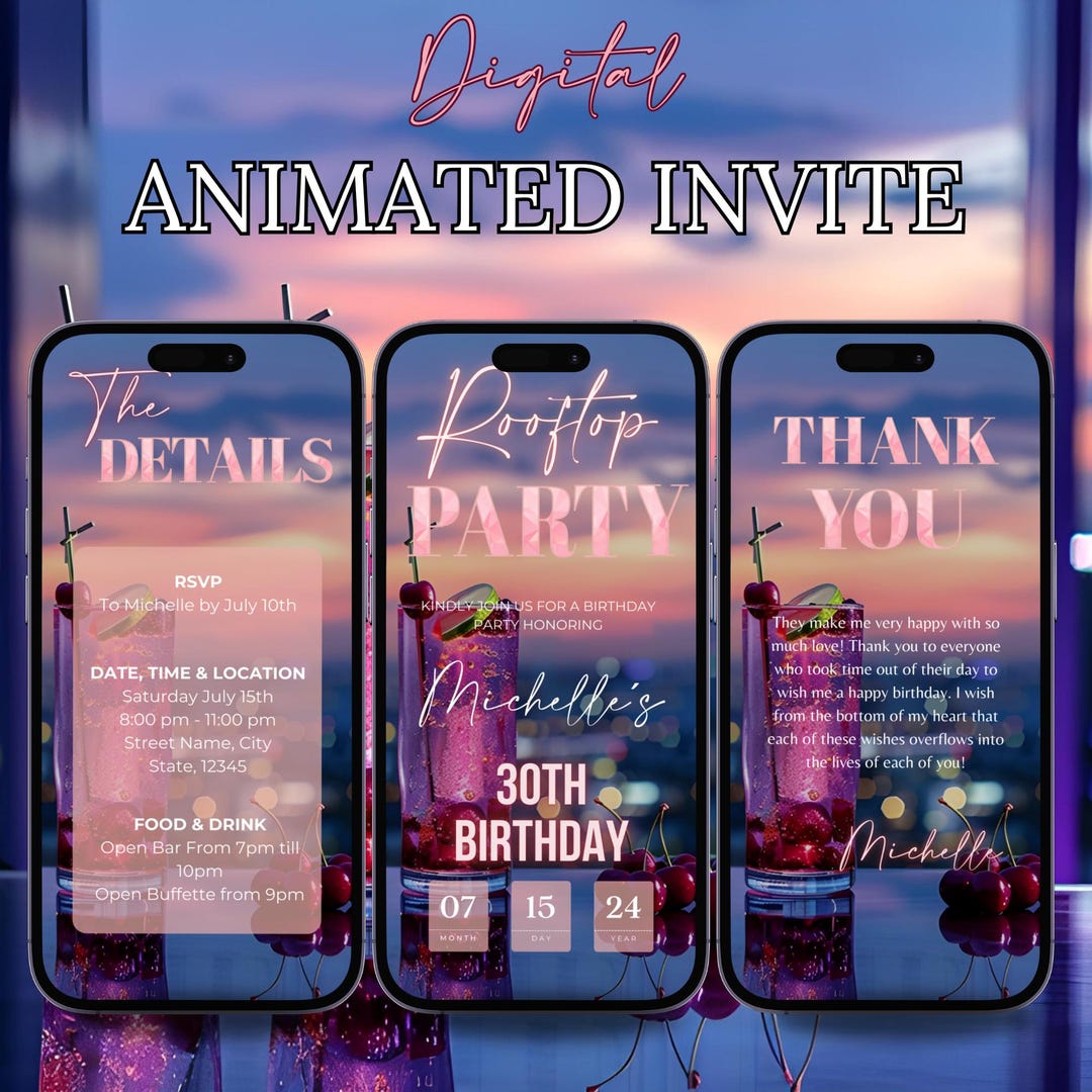 Rooftop Birthday Party Invitation, Flyer Rooftop Invitation, Adult ...