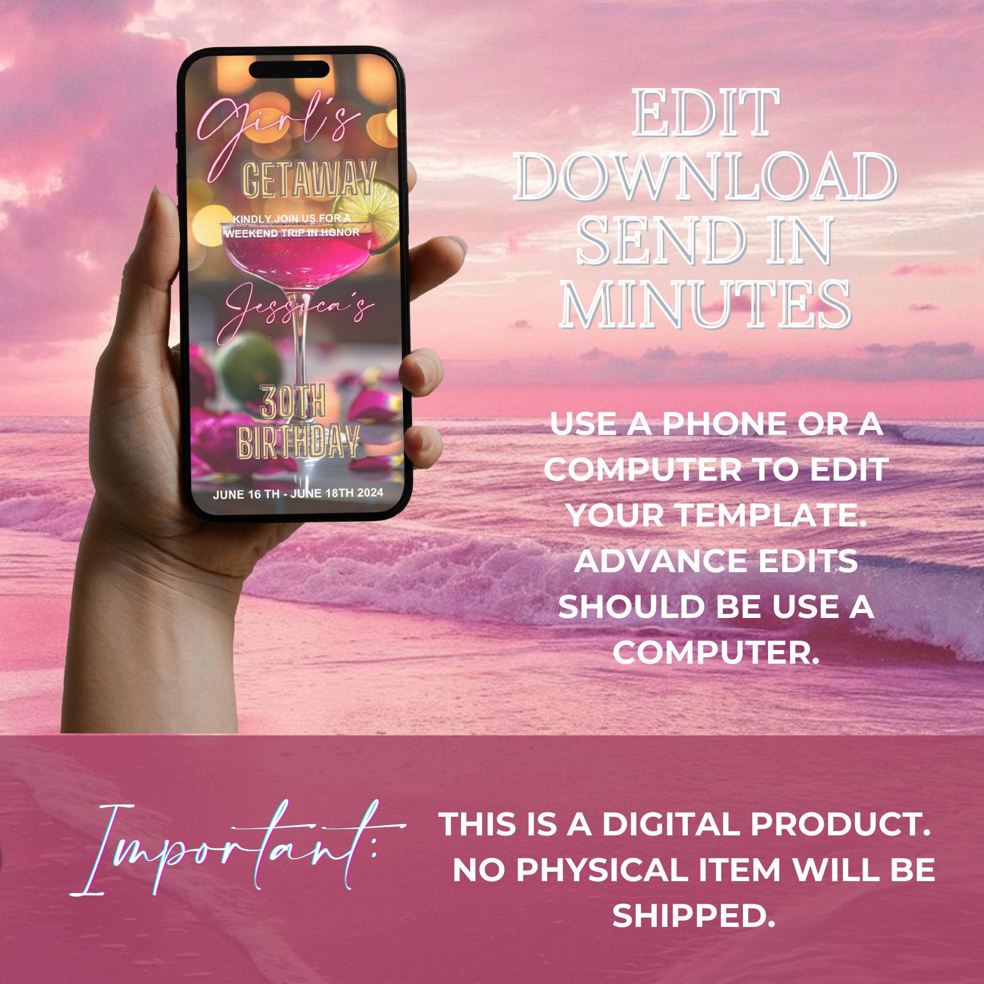 Digital Birthday Weekend Invitation, Animated Travel Itinerary, Girls ...