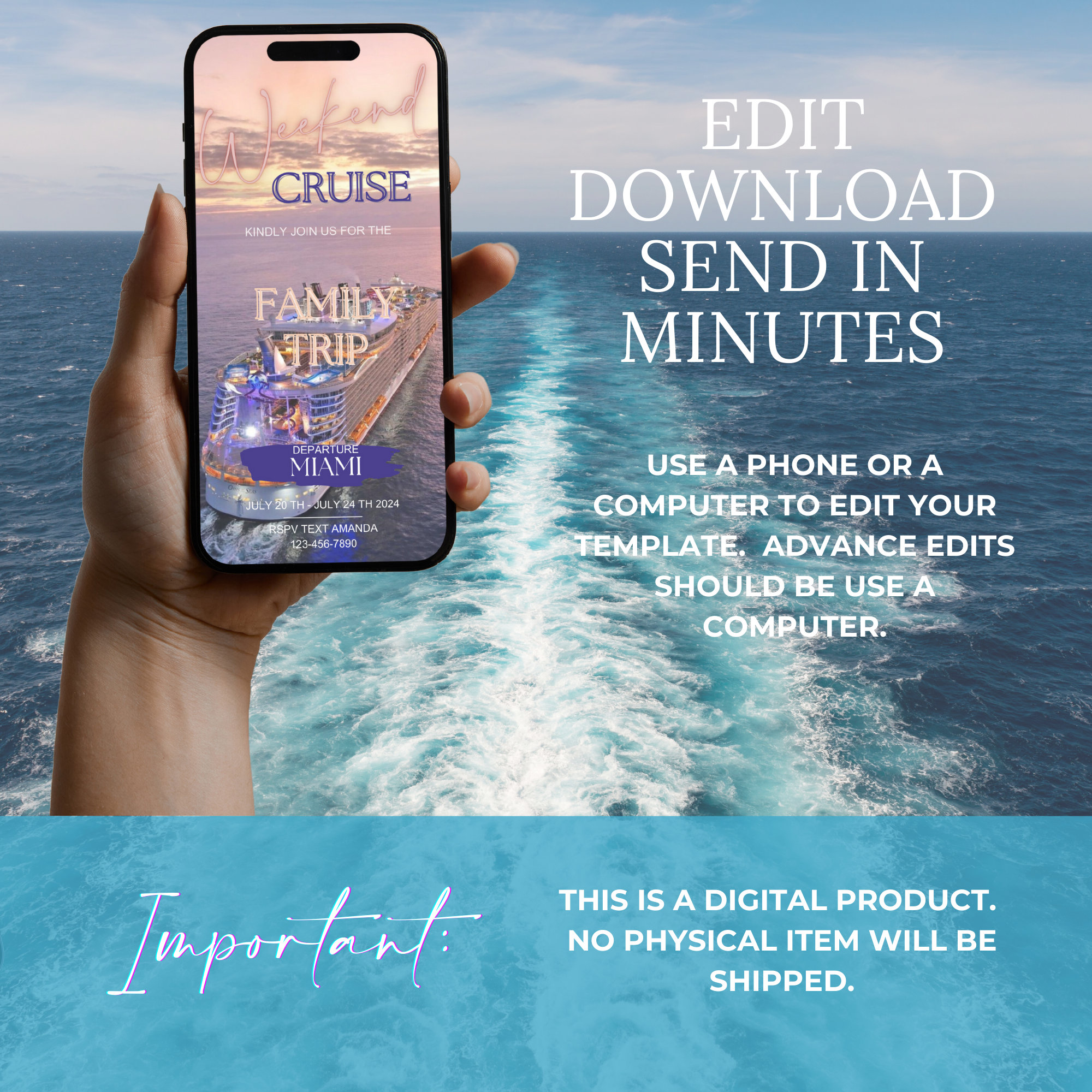 Digital Family Cruise Trip Itinerary, Family Reunion Cruise, Travel ...