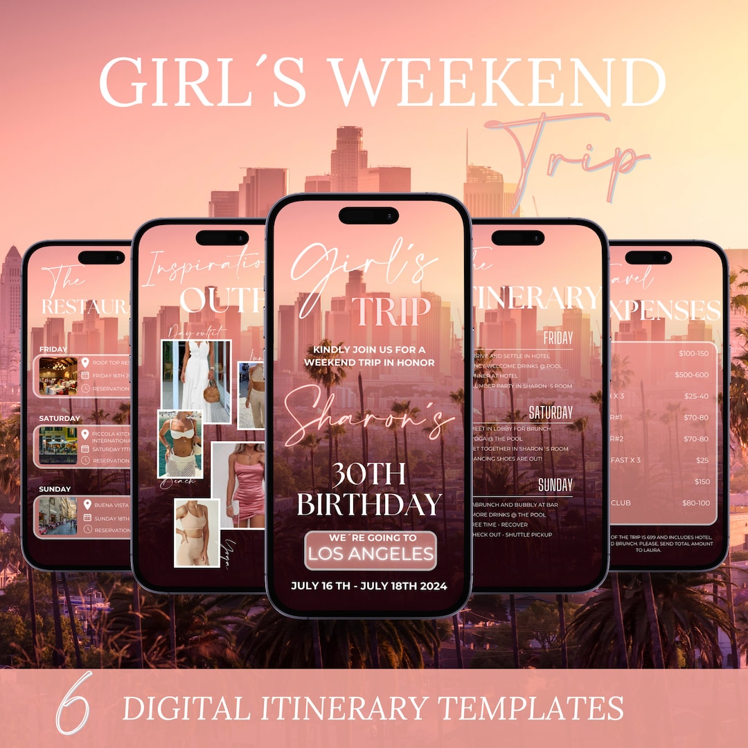 Birthday Weekend, Los Angeles Itinerary Template, Travel Itinerary ...