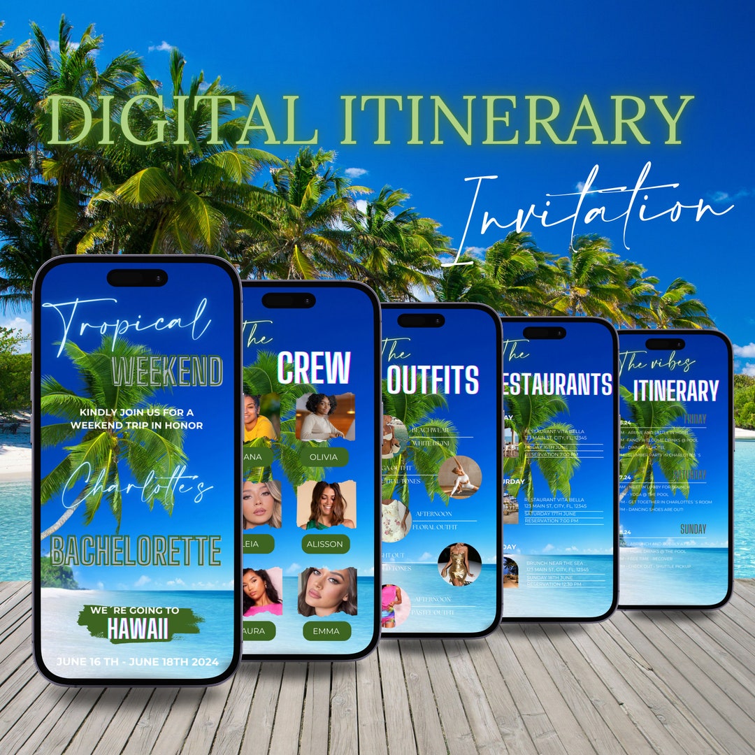 Destin Bachelorette Itinerary Template for Mobile, Weekend Itinerary ...