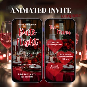 Date Night Digital Invitation Template Rose Cocktail Hour, Editable ...