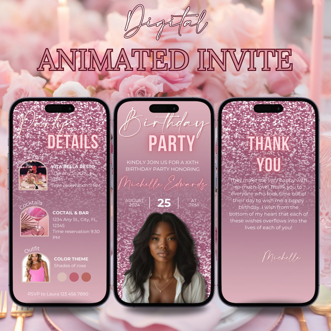 Digital Birthday Party Invitation, Birthday Dinner, Digital Birthday ...
