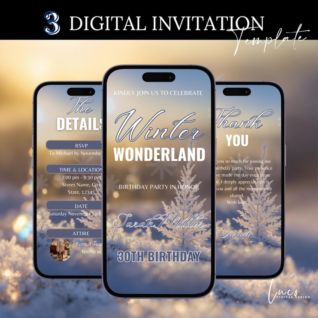 Digital Winter Party Invitation, Snowy Celebration Invite, Winter ...
