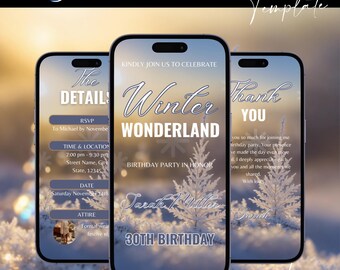 Editable Winter Party Invitation, Snowy Celebration Invite, Winter ...