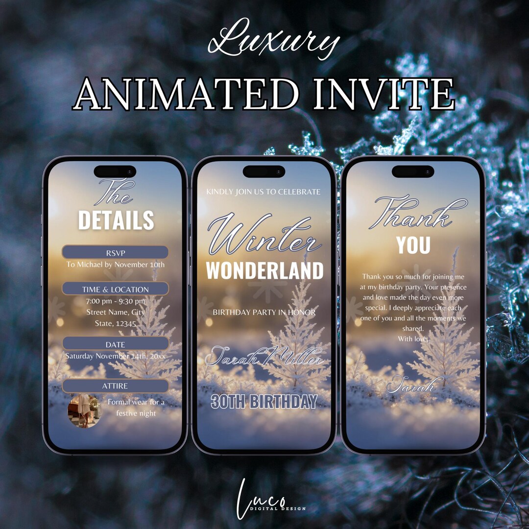 Christmas Birthday Invitation, Winter Wonderland Elegant Digital Evite ...