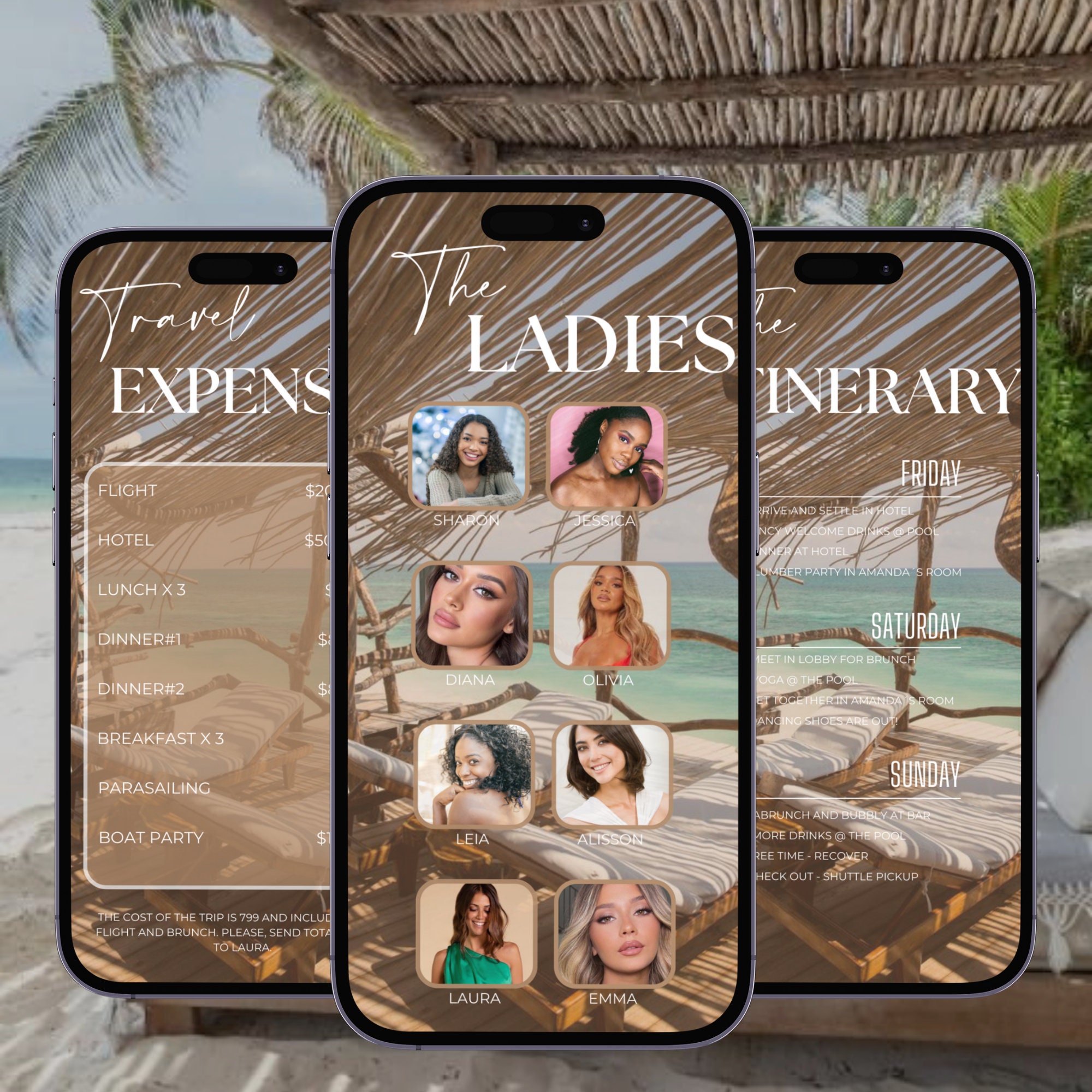Digital Girls Trip Invitation, Bachelorette Itinerary Template, Travel ...