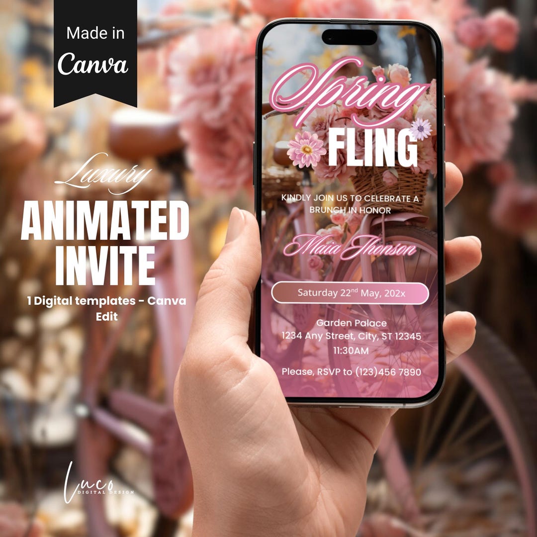 Digital Spring Fling Party Invitation, Spring Brunch Party Invite ...