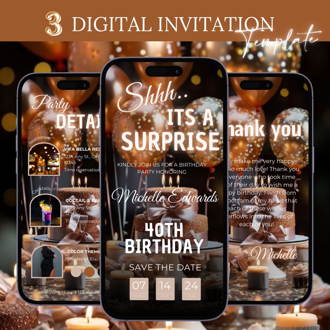 Surprise Party Birthday Invitation, Digital Shhh Its a Surprise ...