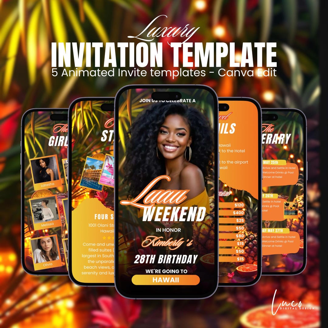 Hawaii Weekend Girls Trip Itinerary,birthday Getaway Invitation ...