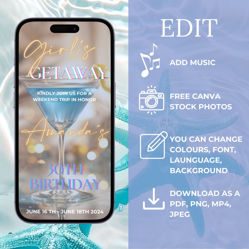 Digital Birthday Weekend Invitation, Animated Travel Itinerary, Girls ...