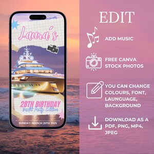 Boat Party Invitation Template, Yacht Party Invite, Birthday Cruise ...