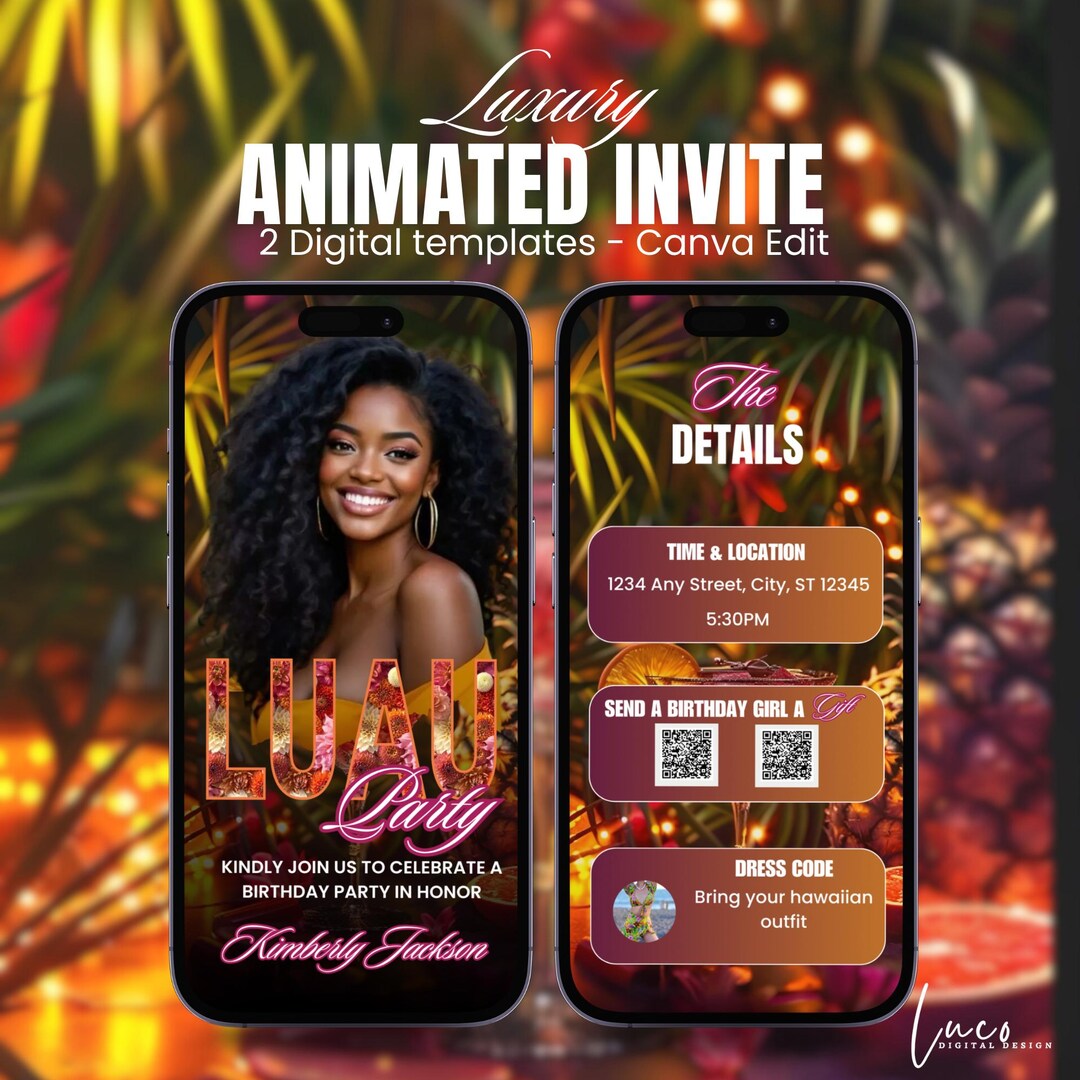 Digital Luau Birthday Party Invitation Template, Hawaiian Party Theme, Summer Beach Party Flyer ...