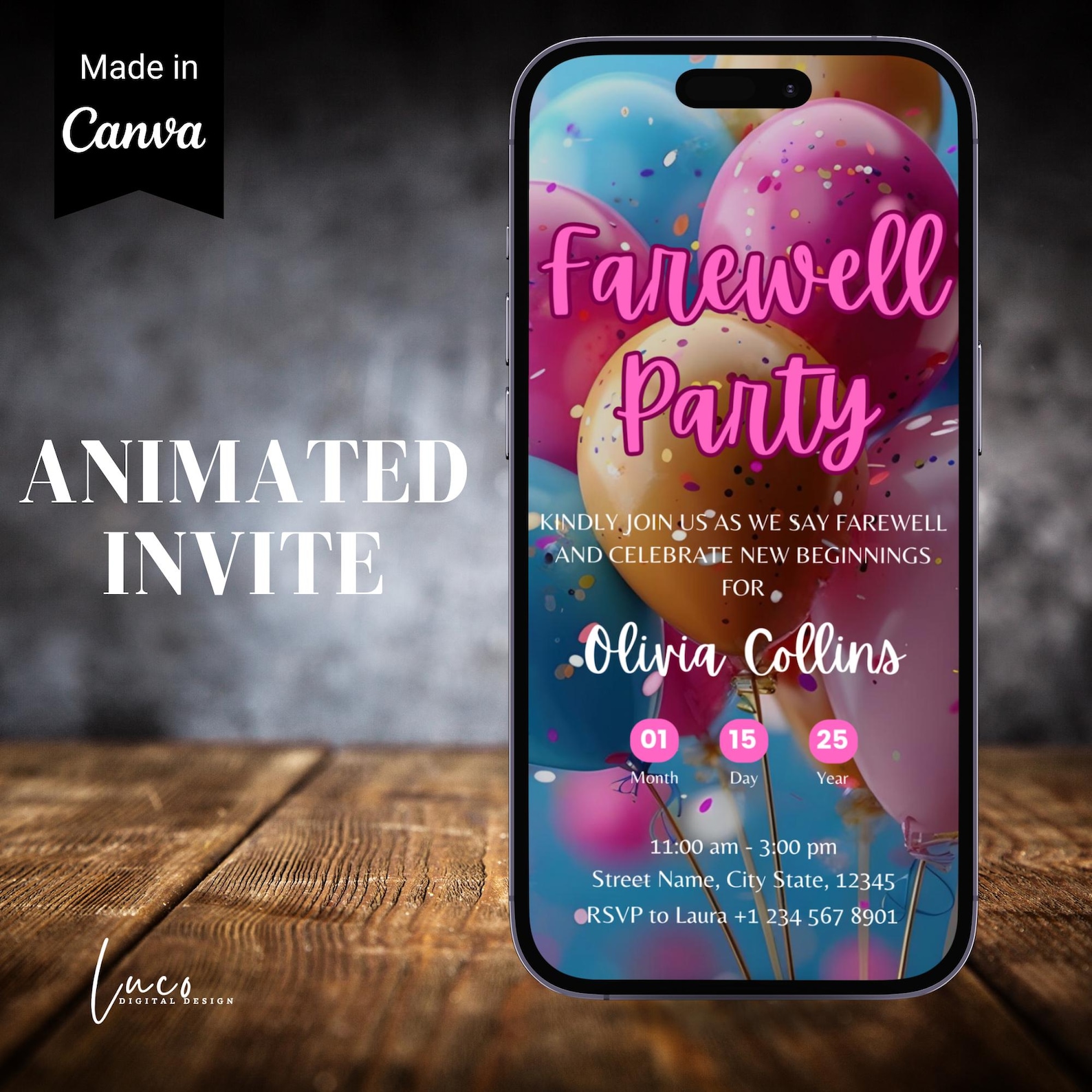 Digital Farewell Party Invitation Template, Animated Farewell Invite ...