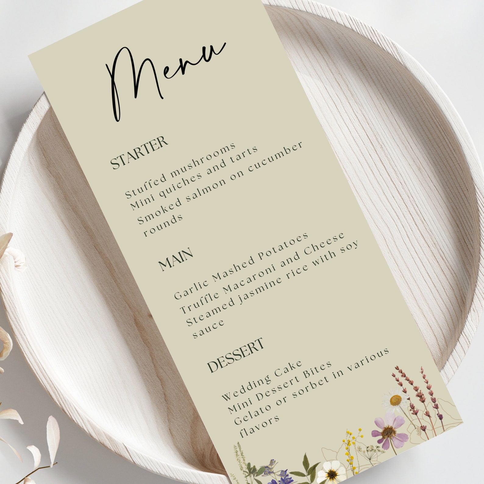 Minimalist Wedding Menu Template, Modern Script Wedding Dinner Menu ...