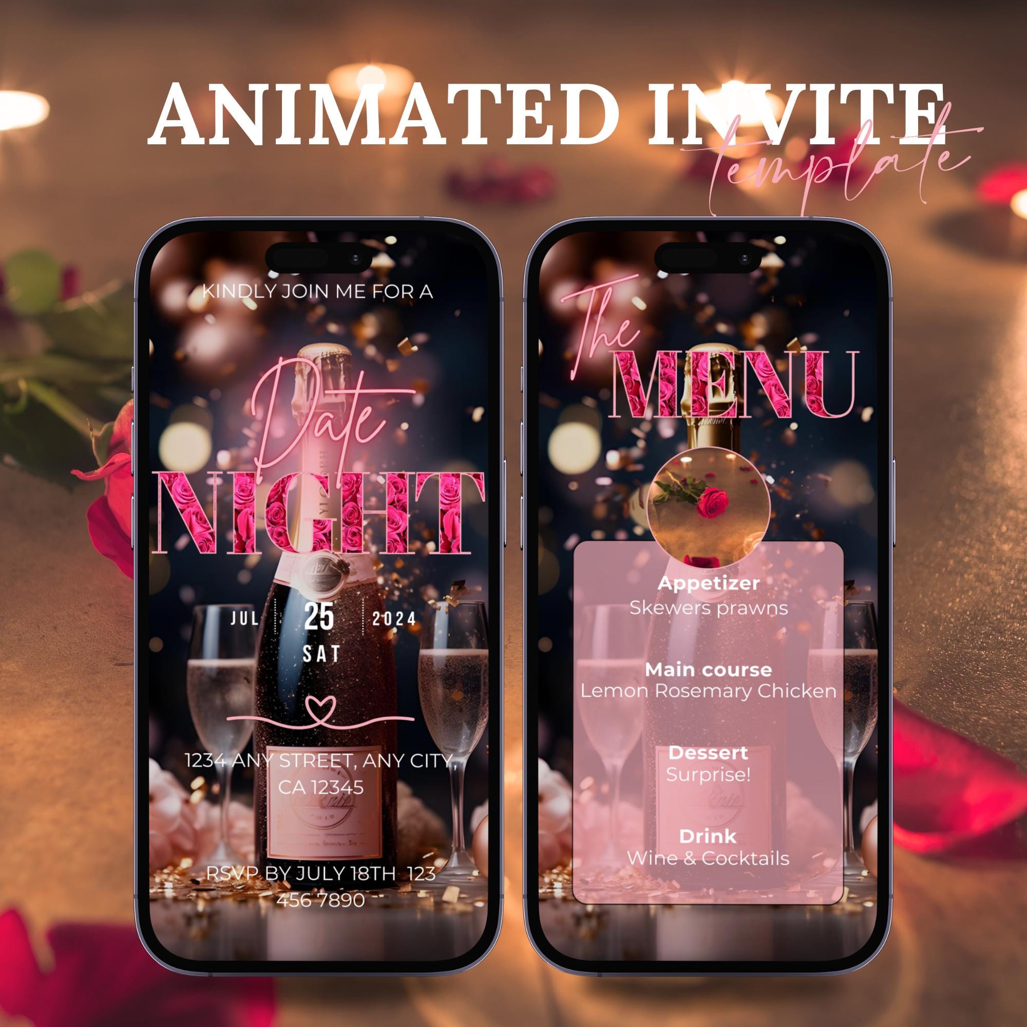 Digital Date Night Out Invitation, Couple Date, Romantic Dinner Date ...