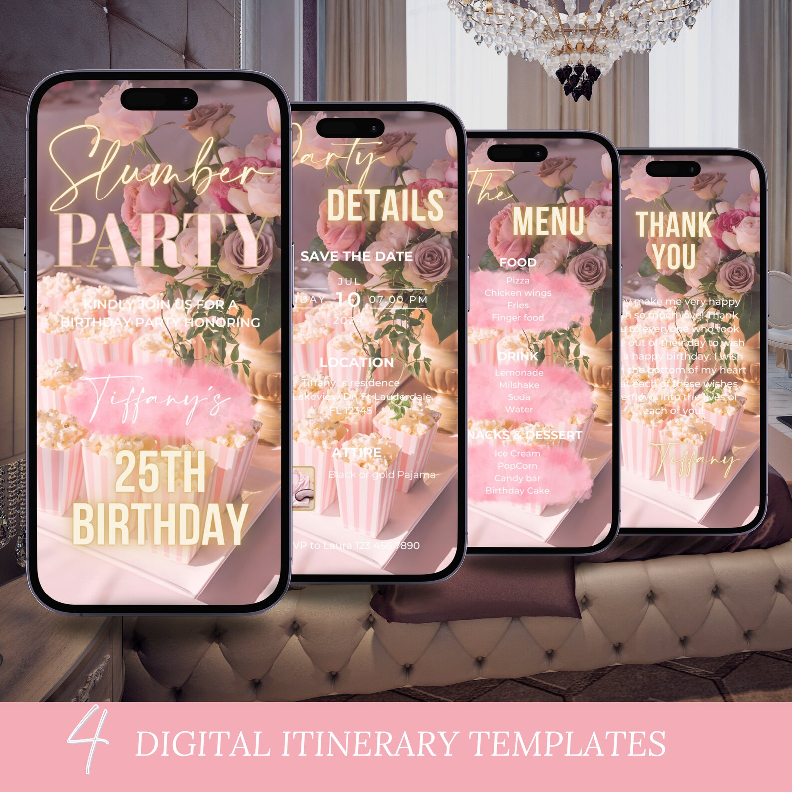 Digital Pajama Party Birthday Invitation, Animated Pjs Fun Girls Night ...