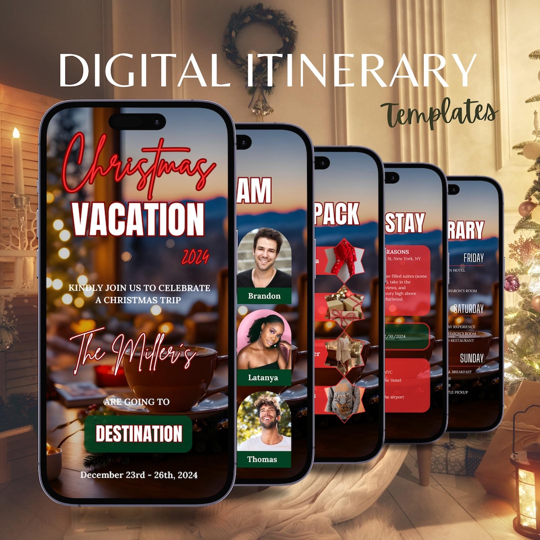 Digital Christmas Vacation Invitation Template, Christmas Trip ...