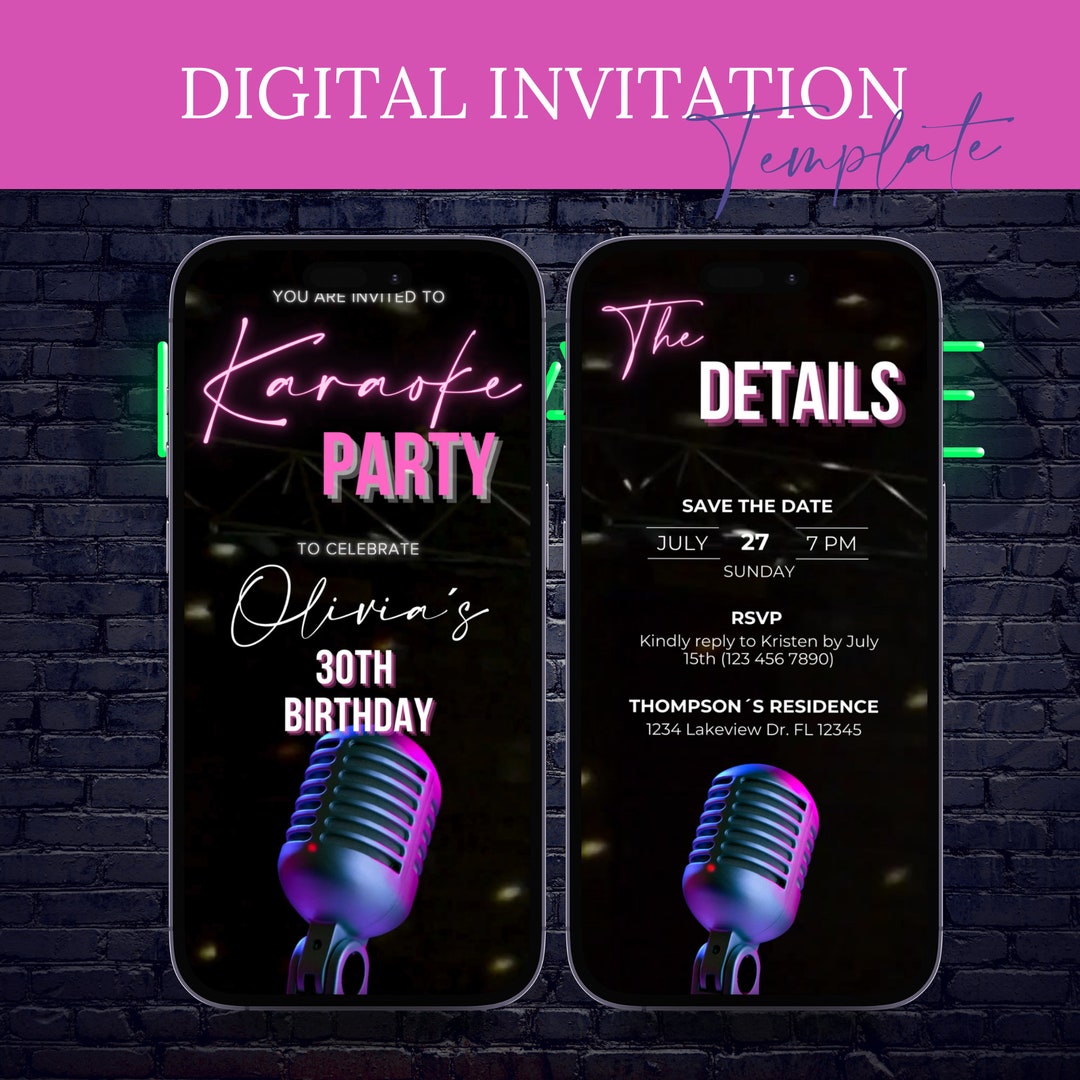 Karaoke Party Invitation, Karaoke Night Animated Invitation, Editable ...