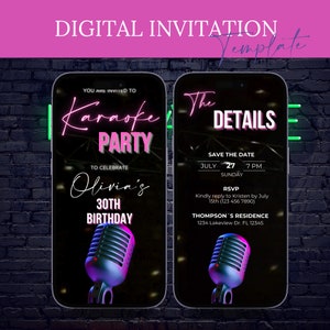 Karaoke Party Invitation, Karaoke Night Animated Invitation, Editable ...