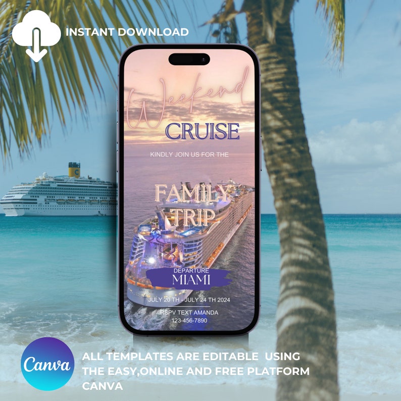 Digital Family Cruise Trip Itinerary, Family Reunion Cruise, Travel ...