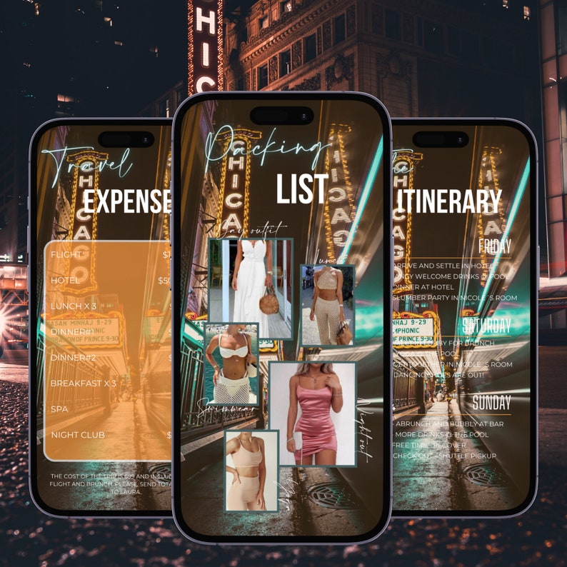 Digital Chicago Takeover Girl's Trip Itinerary Invitation, Birthday ...
