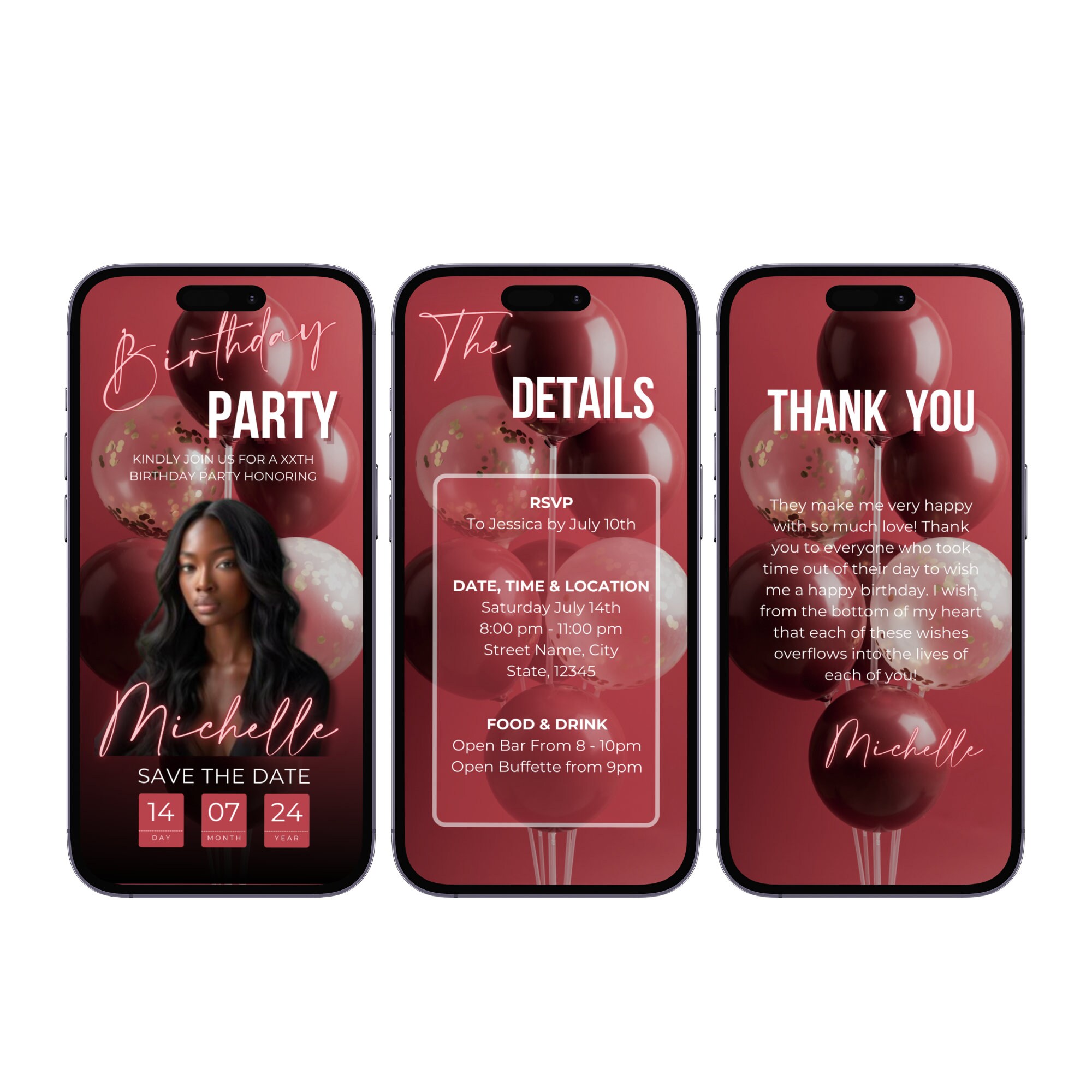 Digital Birthday Party Invitation, Birthday Dinner, Digital Birthday ...