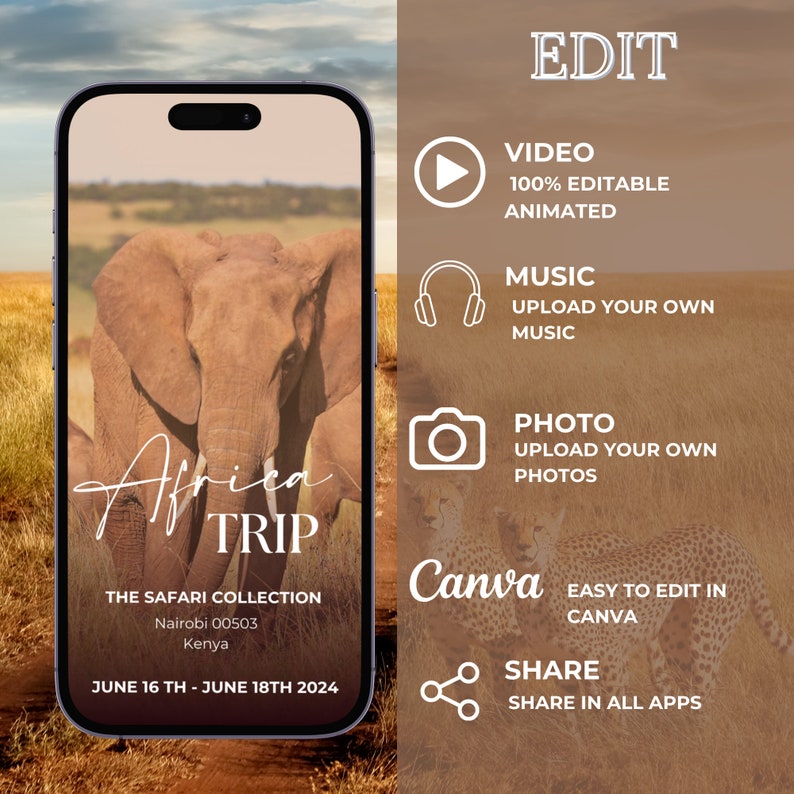 Africa Itinerary Invitation Template, South Africa Girl’s Trip Planner ...
