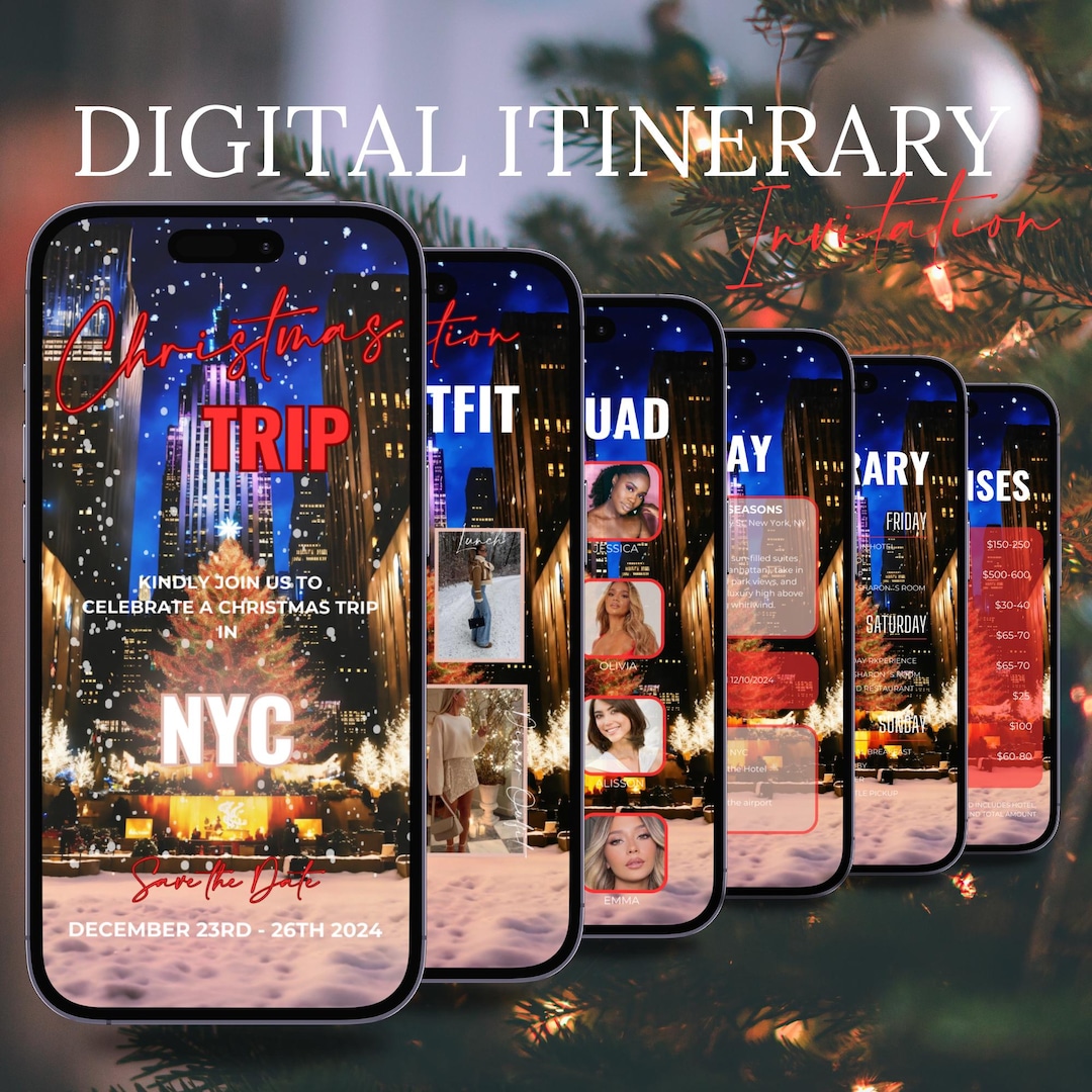 Christmas Girls Trip Itinerary Template, Animated Weekend Itinerary ...