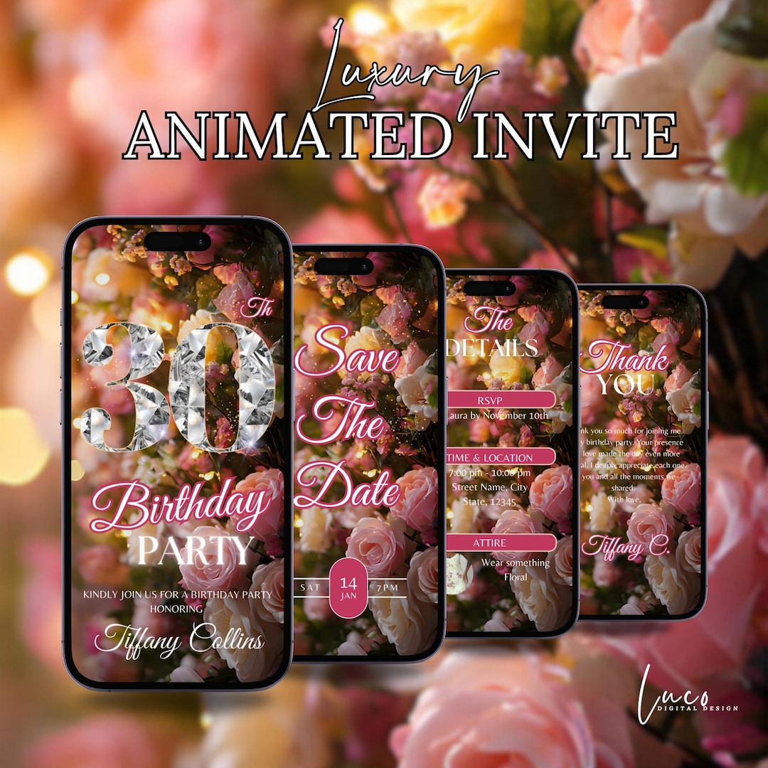 30th Birthday Invitation, Floral Animated Invite, Blooming Into 30 ...
