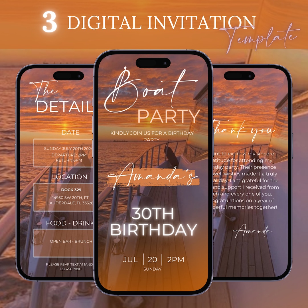 Yacht Party Invitation, Boat Party Invitation, Cruise Itinerary, Yacht ...