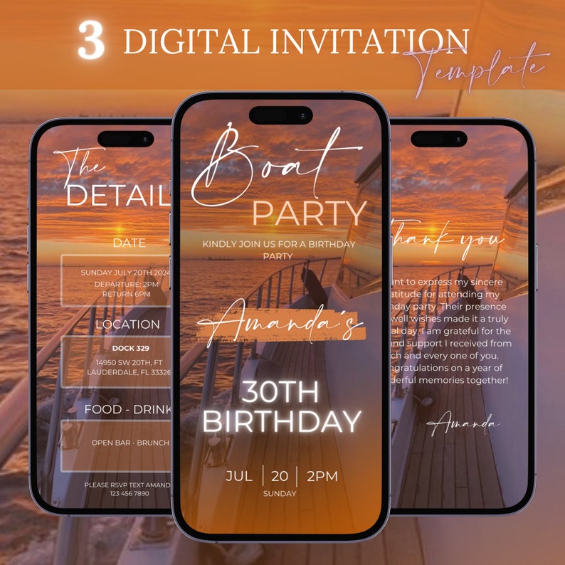 Yacht Party Invitation, Boat Party Invitation, Cruise Itinerary, Yacht ...