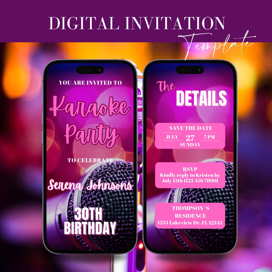 Digital Karaoke Party Invitation, Karaoke Night Animated Invitation ...