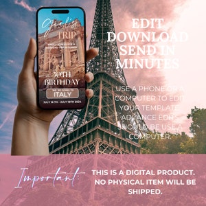 Girl's Trip Birthday Weekend Invitation, Travel Itinerary Template ...