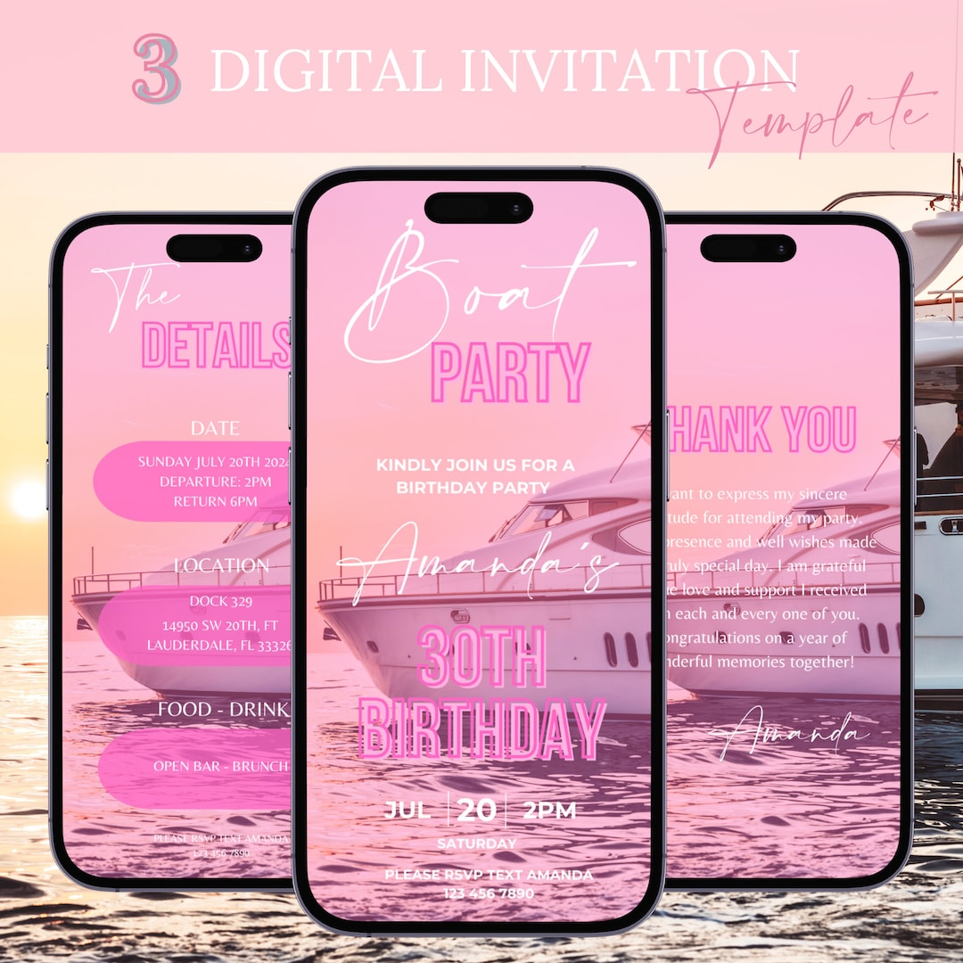 Digital Summer Boat Party Invitation, Animated Yacht Party Invite, Boat ...