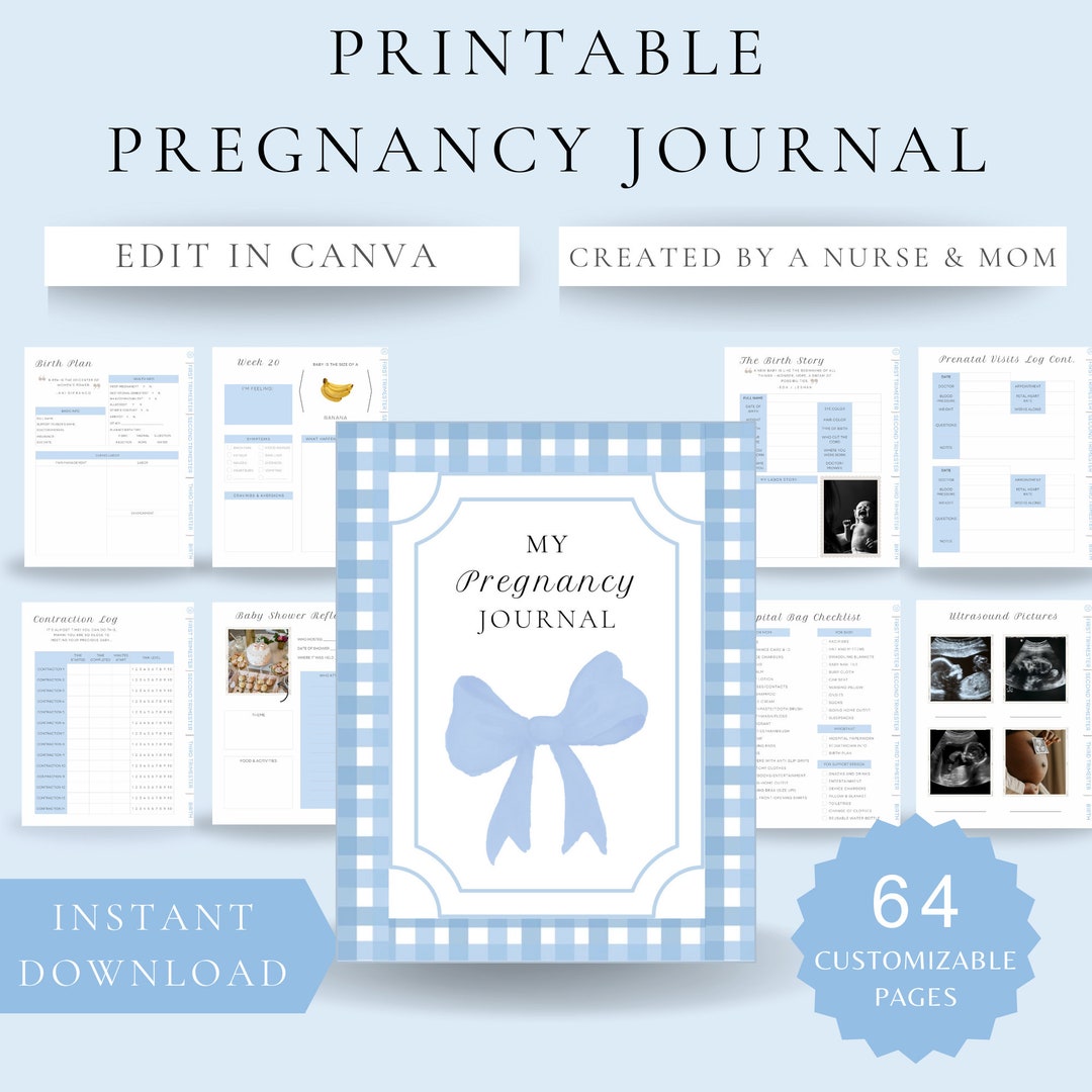 Pregnancy Journal Printable Baby Gift New Mom Pregnancy Planner Digital ...