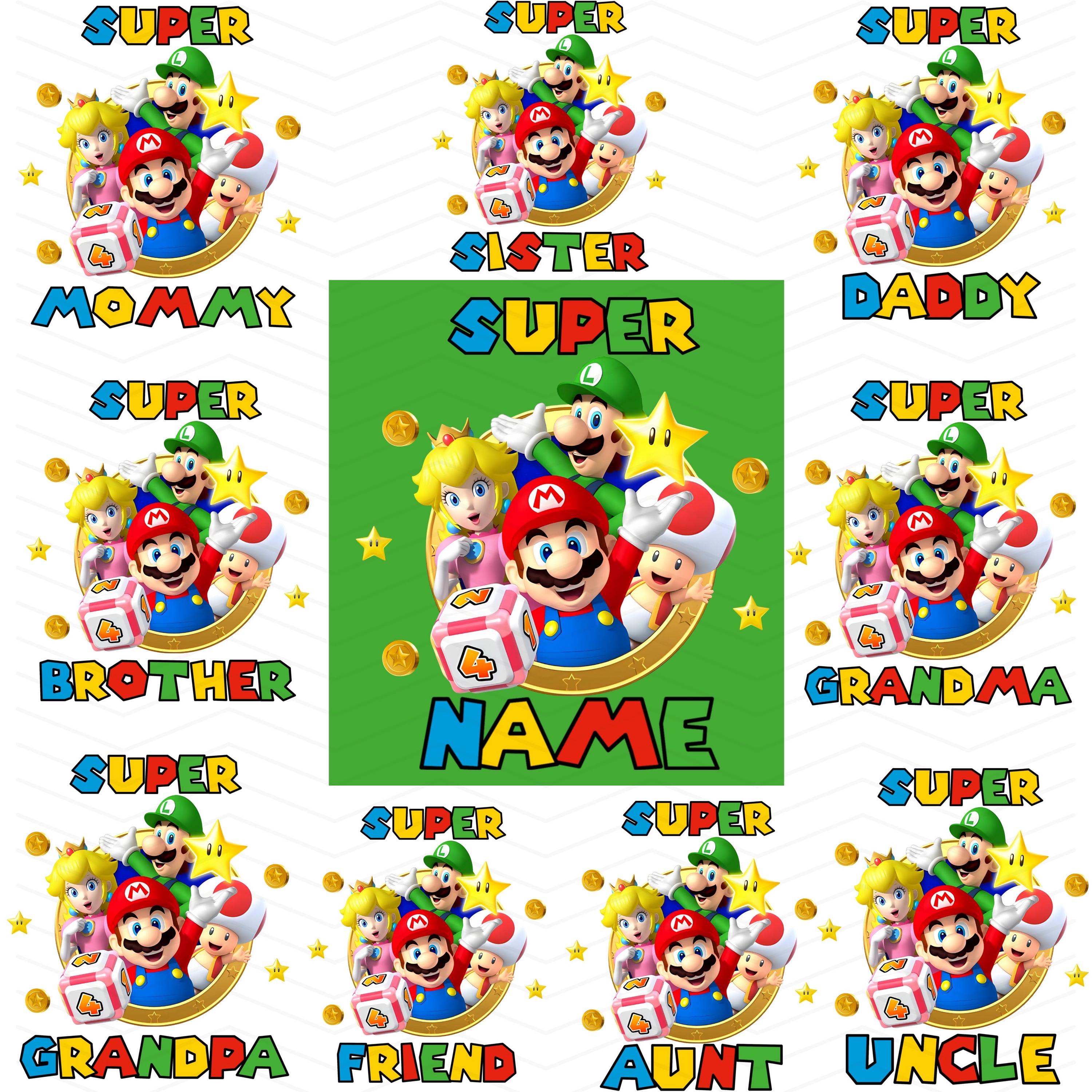 Custom Super Mario Birthday PNG: Matching Family Design (digital ...
