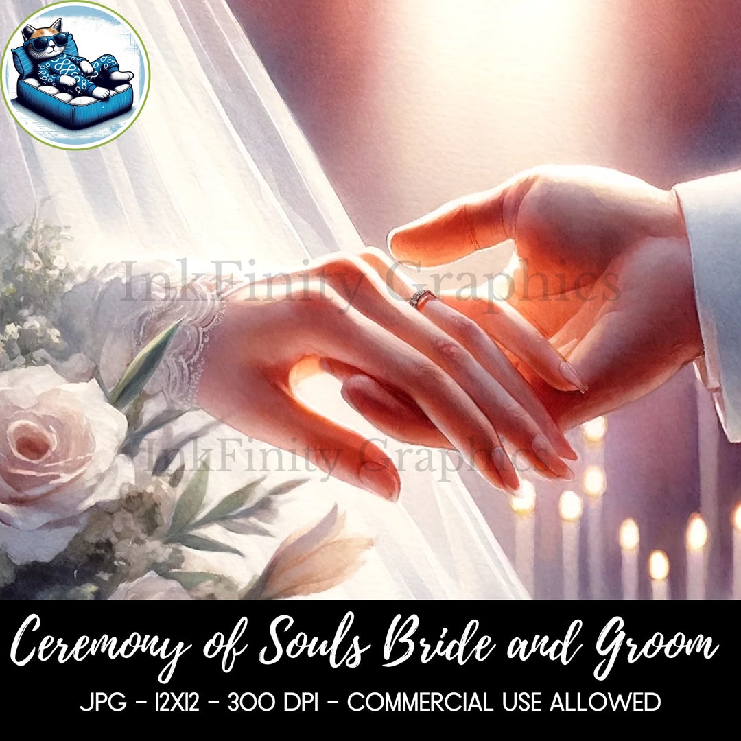 Ceremony of Souls: Bride and Groom Elegance Digital Art, Graphic ...