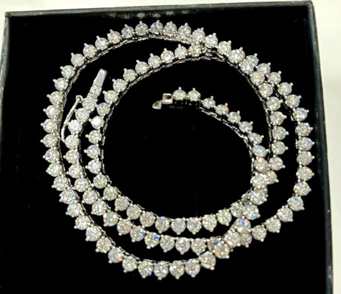 Three Prong Moissanite Tennis Necklace, Diamond Tennis Necklace ...