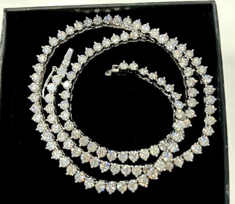 SAME DAY SHIPPING. Three Prong Moissanite Tennis Necklace, Diamond ...