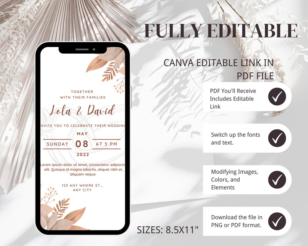 Autumn Wedding Invitation || DIY Wedding Invitation || Stylish Chic ...