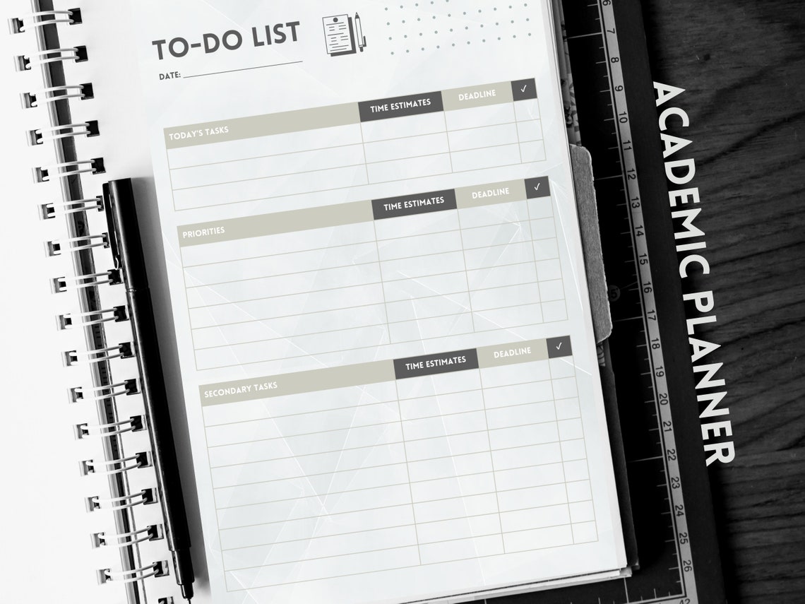 Printable Academic to Do List Template | Personalized School Planner ...