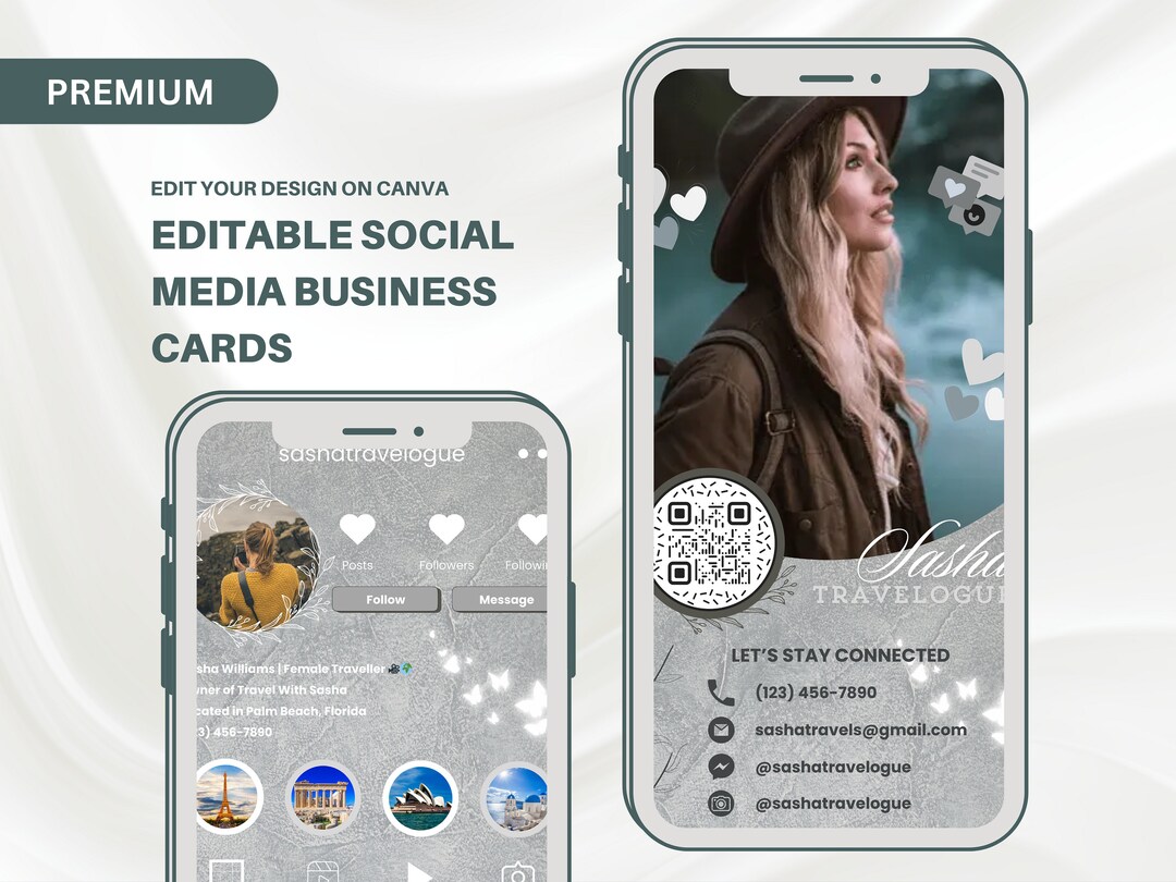 Grey Aesthetic Instagram Business Cards | Travel Instagram Business ...