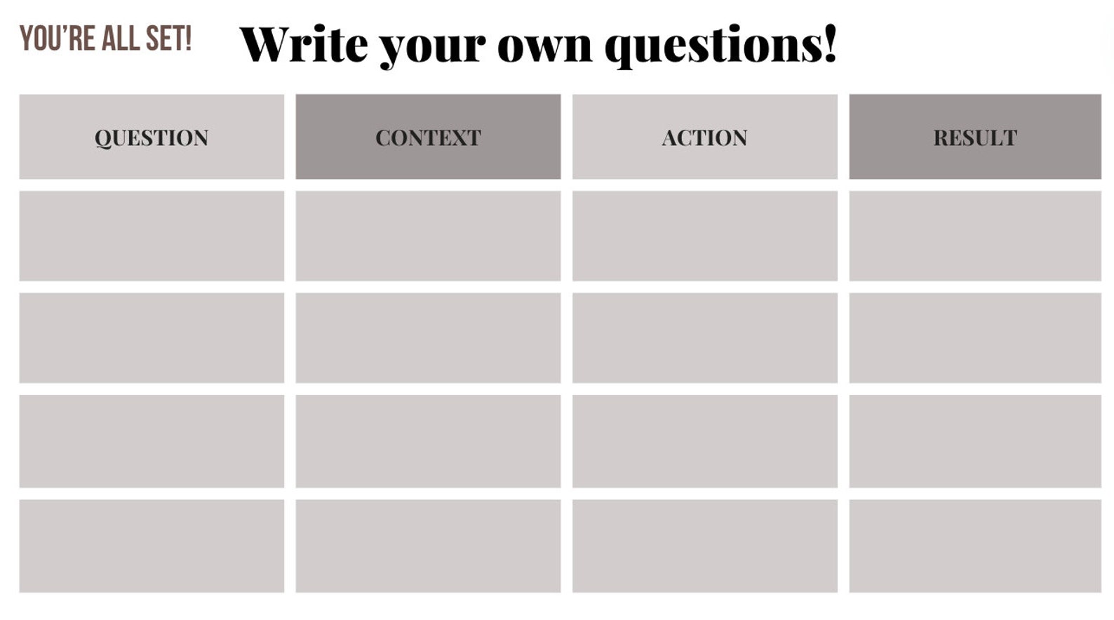 CAR Method Interview Worksheet: Behavioral Questions and Approach - Etsy
