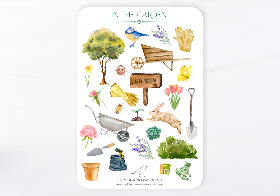 Garden Sticker Sheet, Garden Stickers for Planners, Journals ...