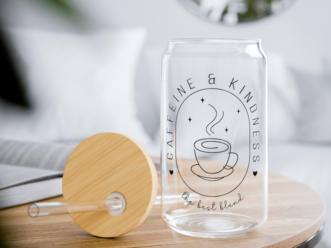 Glass Coffee Cup, Glass Sipper Cup, Iced Coffee Cup, With Lid and Straw ...