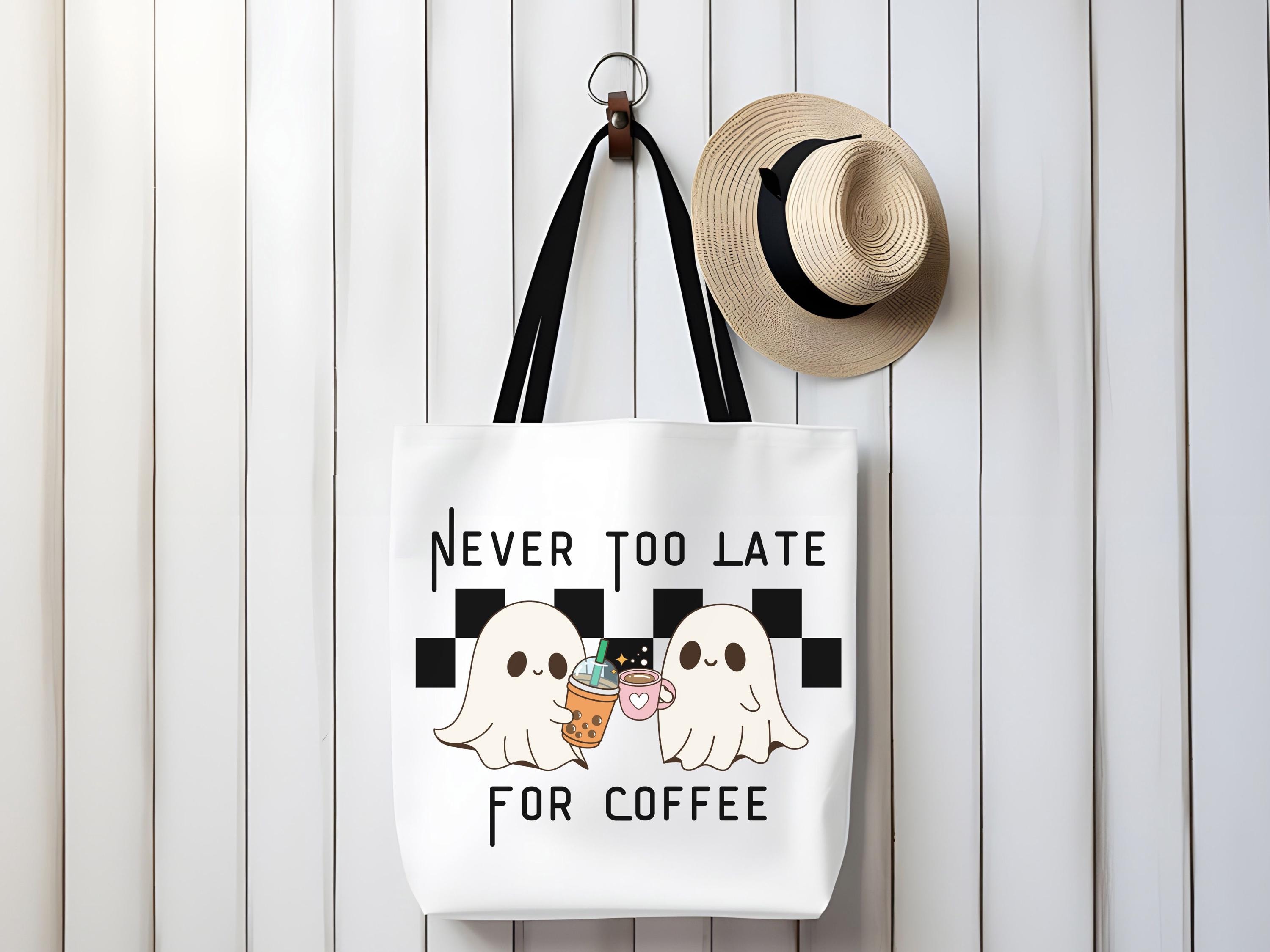Ghost Coffee Tote Bag, Cute Ghost Tote, Carryall Tote Bag for Fall ...
