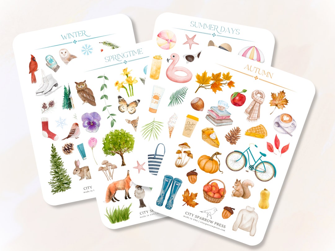 Seasonal Sticker Bundle, Seasonal Stickers for Planners, Bullet ...