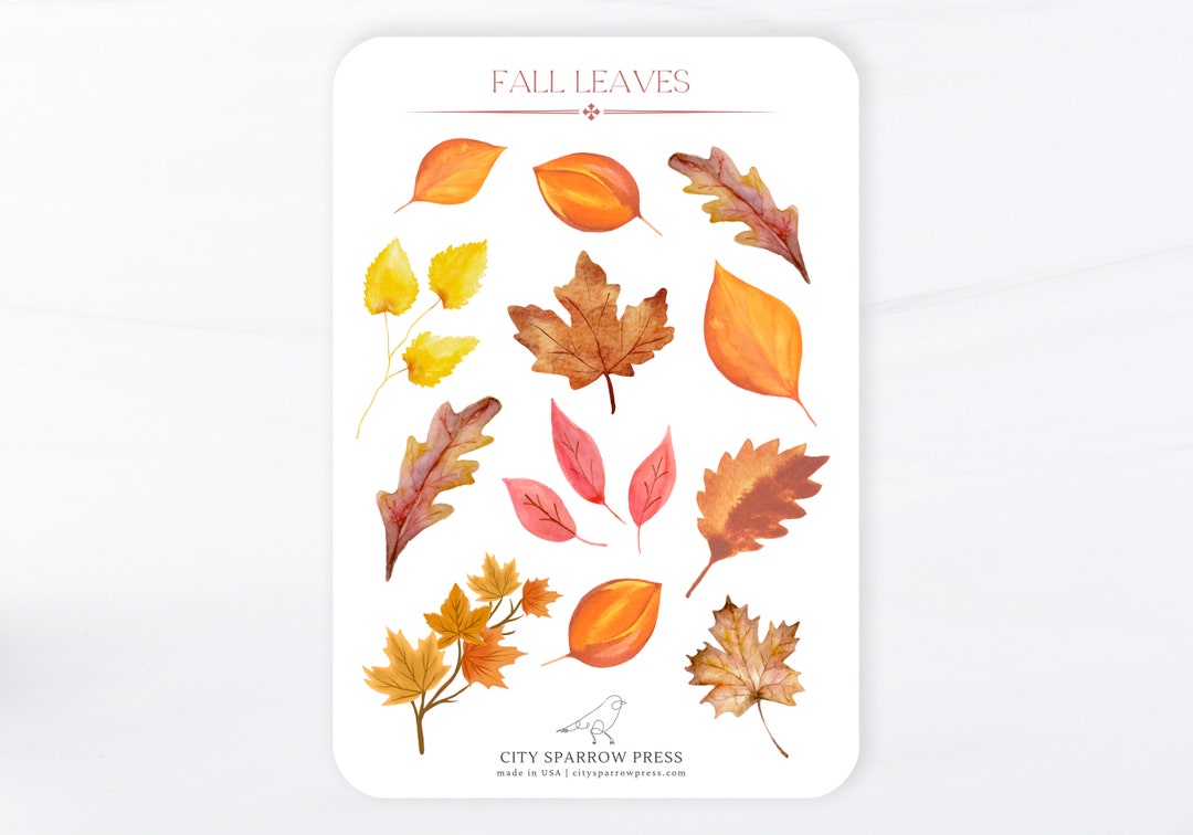 Autumn Stickers, Fall Leaves Sticker Sheet, Seasonal Stickers, Stickers ...