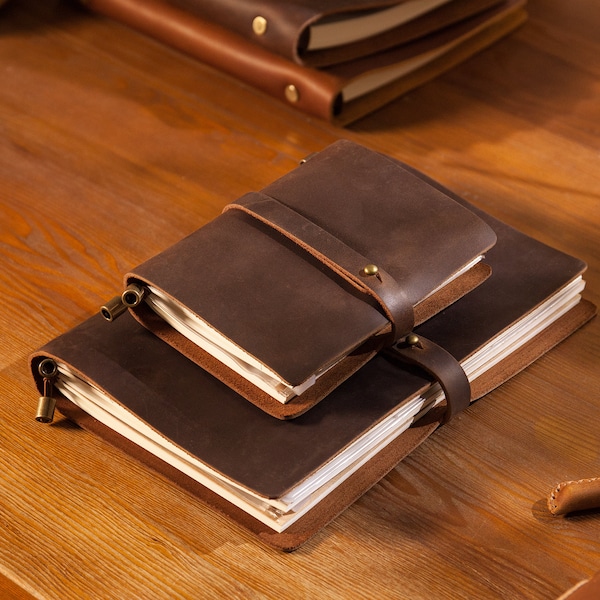 Small Leather Notebook Monogram - Etsy